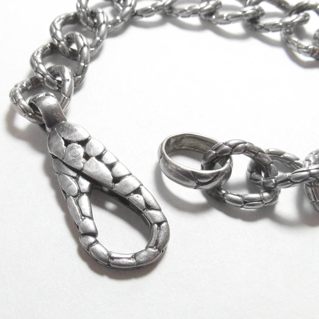 Sterling Silver Turtle Shell Design Large Lobster Claw Clasp Oval Link ...