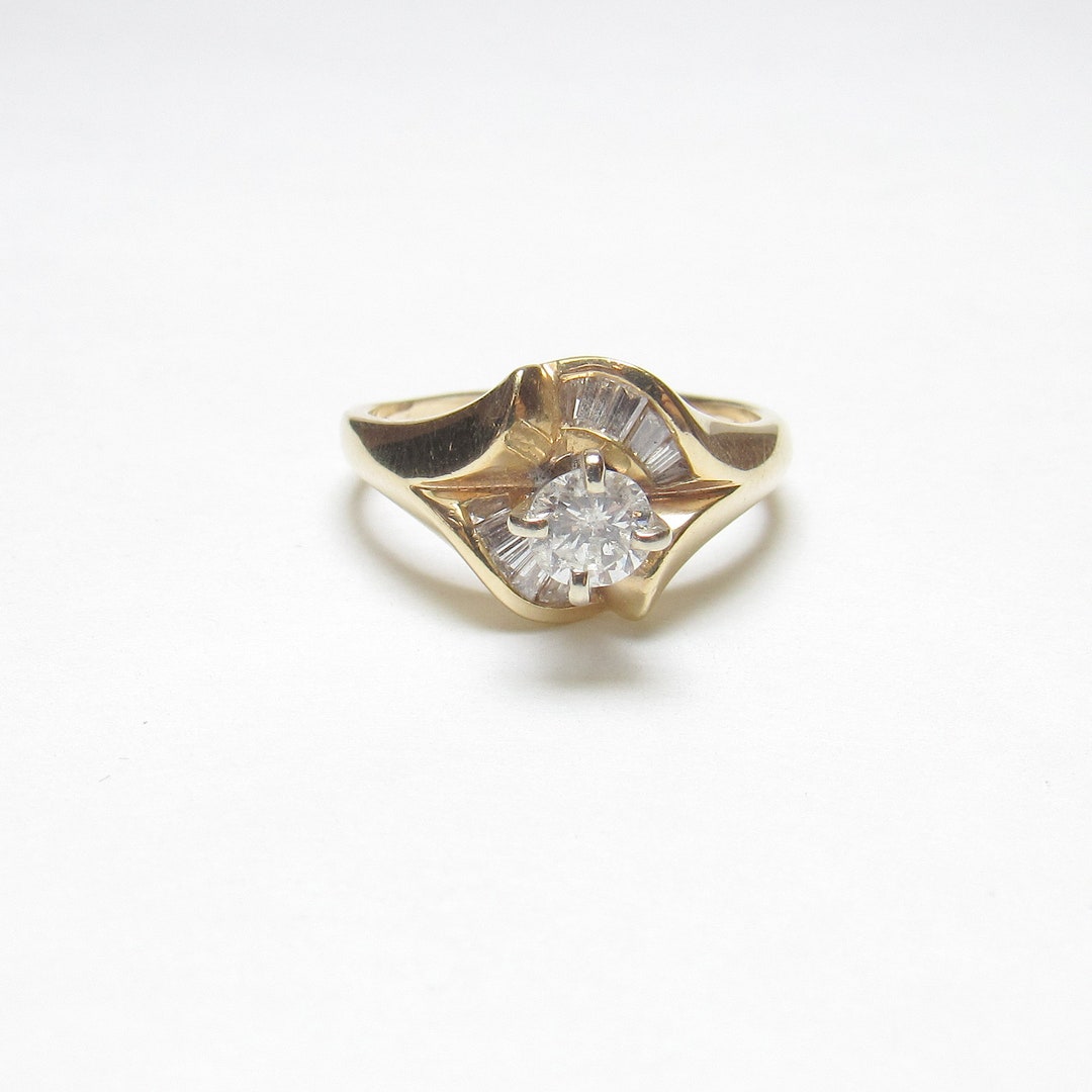 SIMON GOLUB 14K Yellow and White Gold 0.33 Ct Brilliant Cut Diamond ...