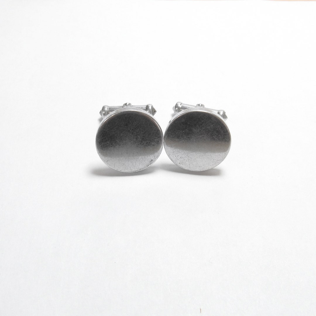 BAB BALLOU Sterling Silver Round Head T Bar Back Cufflinks 1950's ...