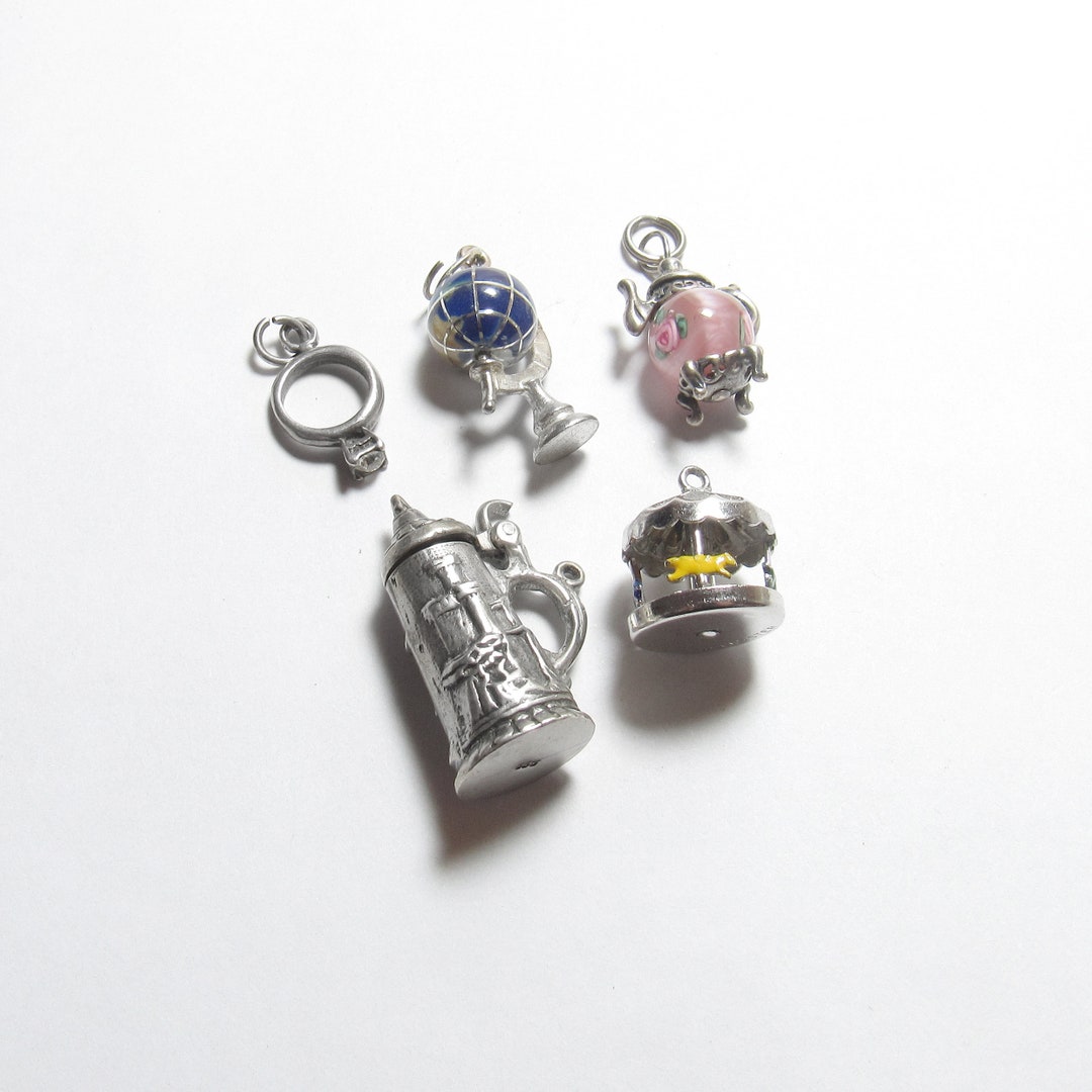 DEALER'S LOT of Five Different Sterling Silver Fun Charm Pendants ...