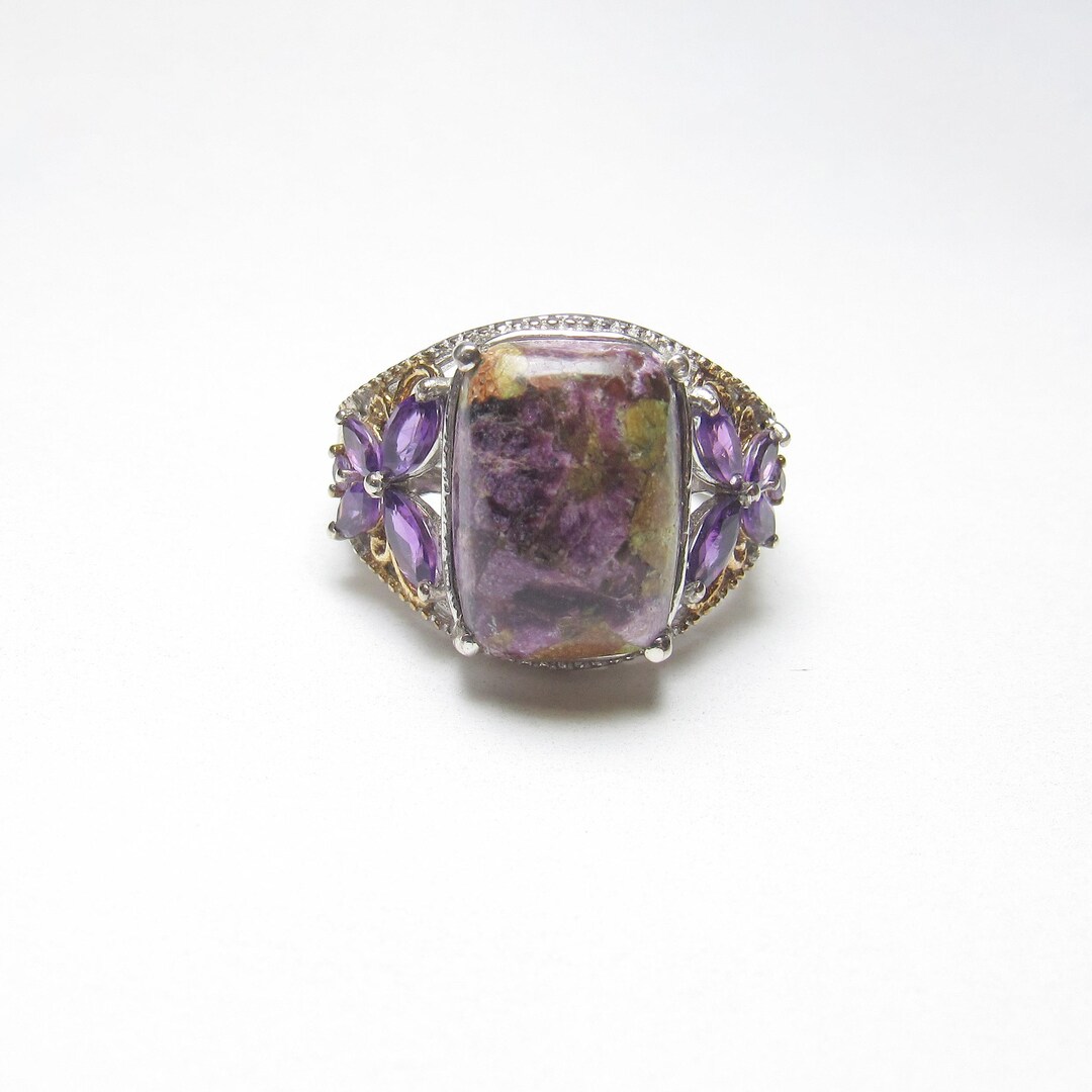 CHUCK CLEMENCY Sterling Silver Gold Tone 7.00 Ct Natural Purple Green ...