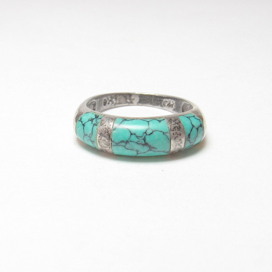 MARSALA Southwestern Sterling Silver Inlay Blue Howlite Ring - Etsy