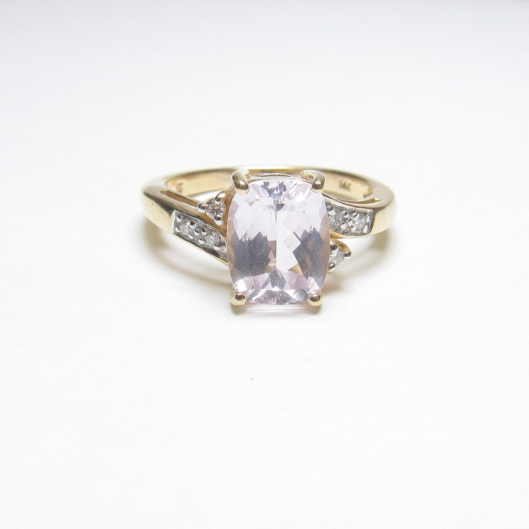TG 14K Yellow Gold 2.00 Ct Natural Light Pink Morganite and Diamond ...
