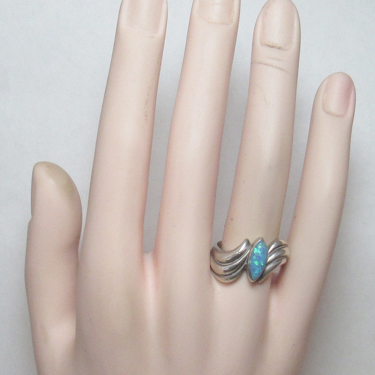 TED OTT Navajo Sterling Silver 1.00 Ct Marquise Blue Fire Opal Solitaire Ring 1980's Vintage - Etsy