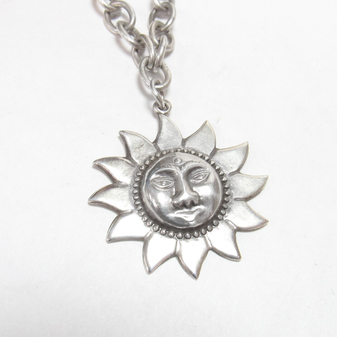 Heavy Sterling Silver Detailed Positive Energy Sun God Pendant With ...