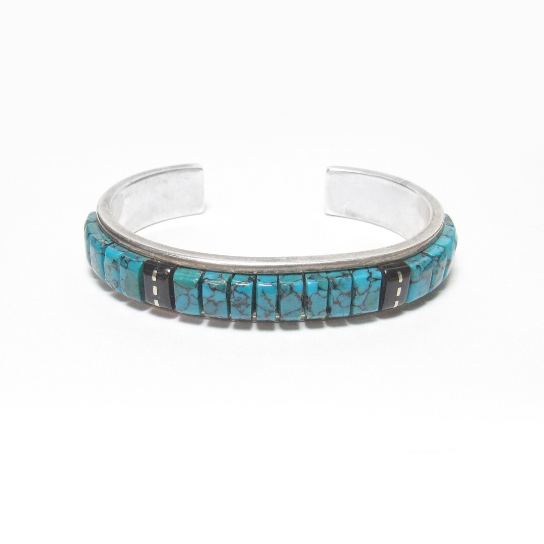 DAVID YELLOWHORSE Navajo Custom Sterling Silver Blue Reconstructed ...