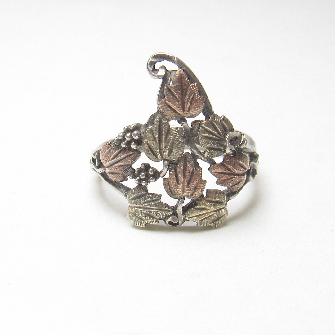 GOLD DIGGERS Sterling Silver and 10K Yellow and Rose Gold Leaf Design ...