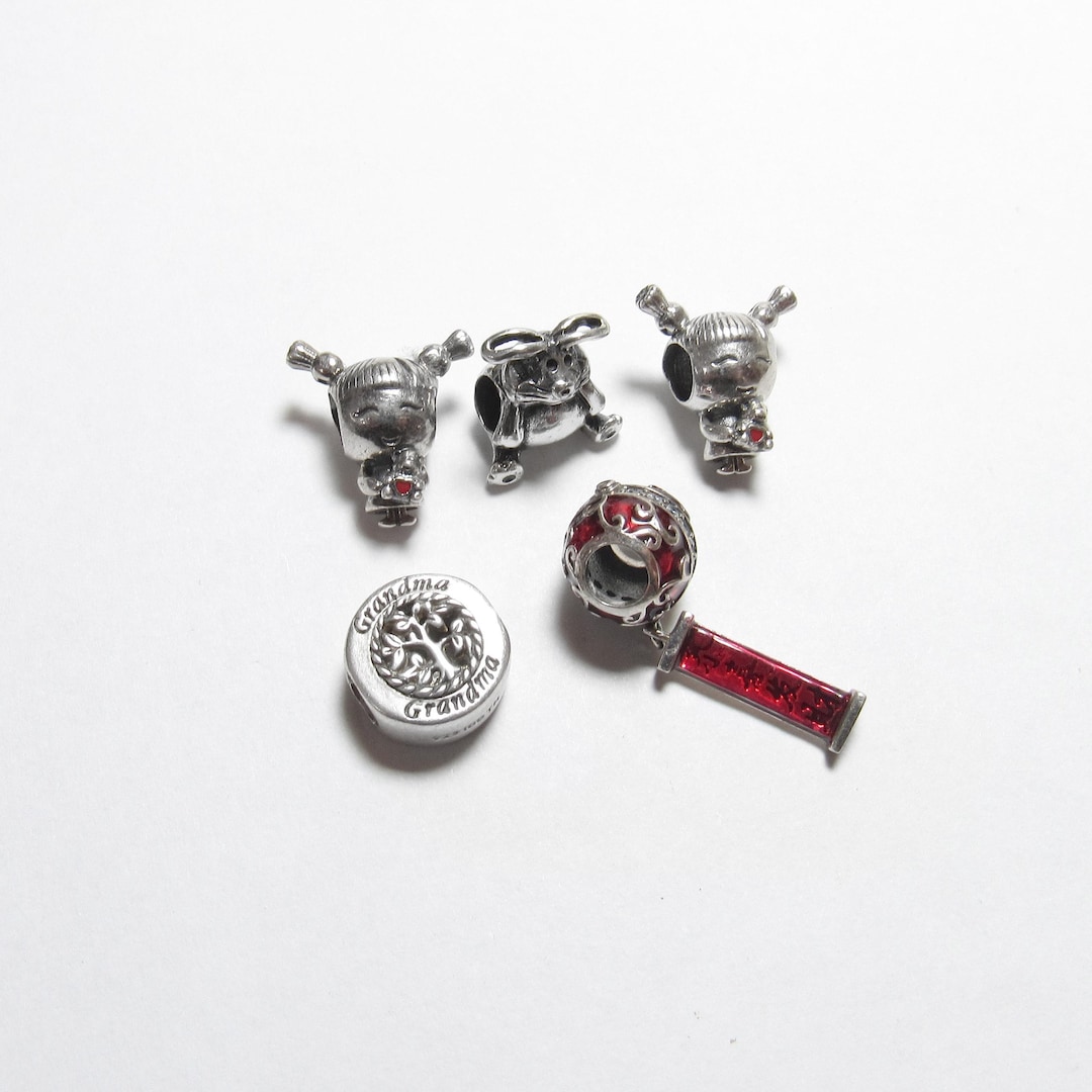 DEALER'S LOT Five Slide Charms in Sterling Silver With Enamel and Cubic ...