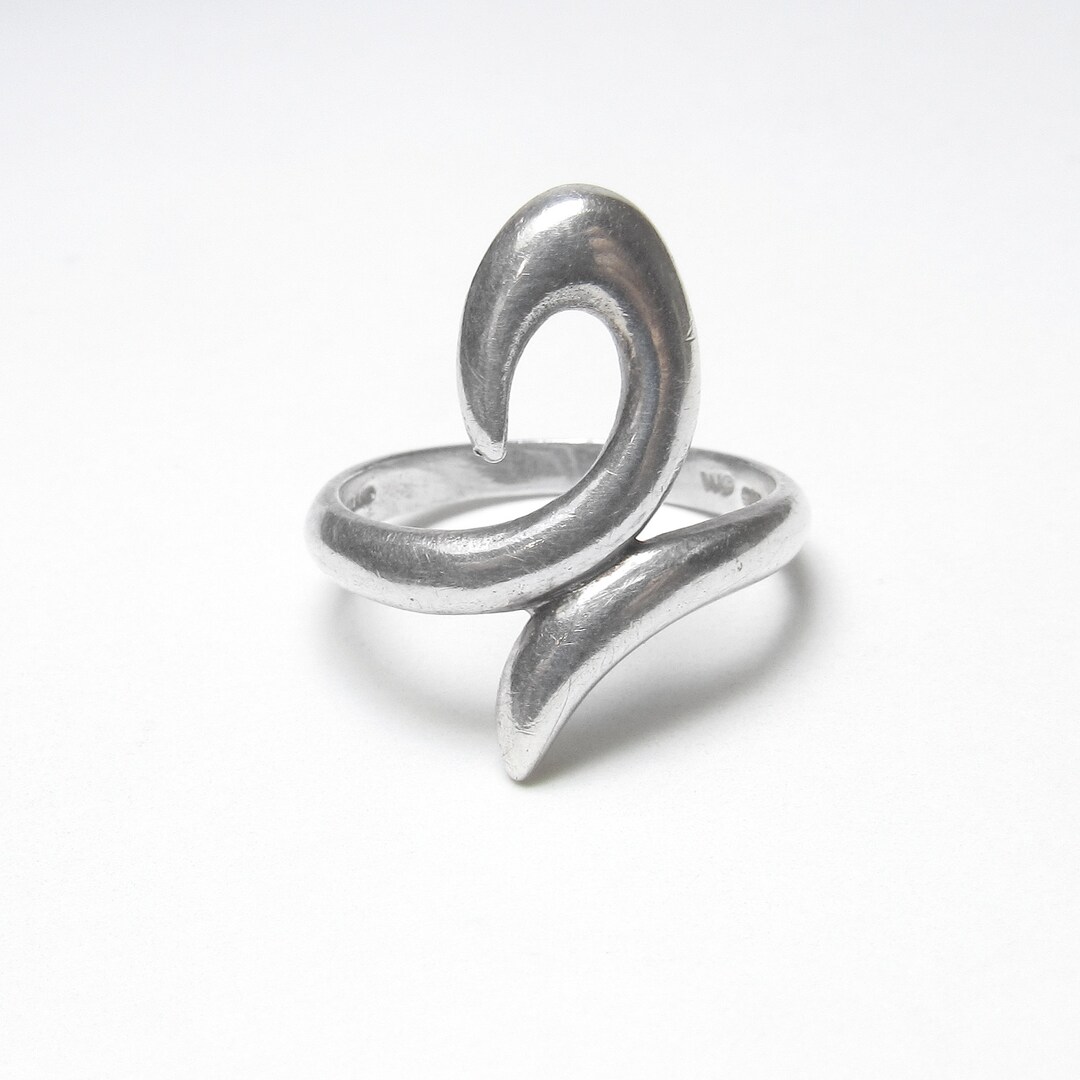 MARSALA Sterling Silver Swirl Design Bypass Ring Vintage - Etsy