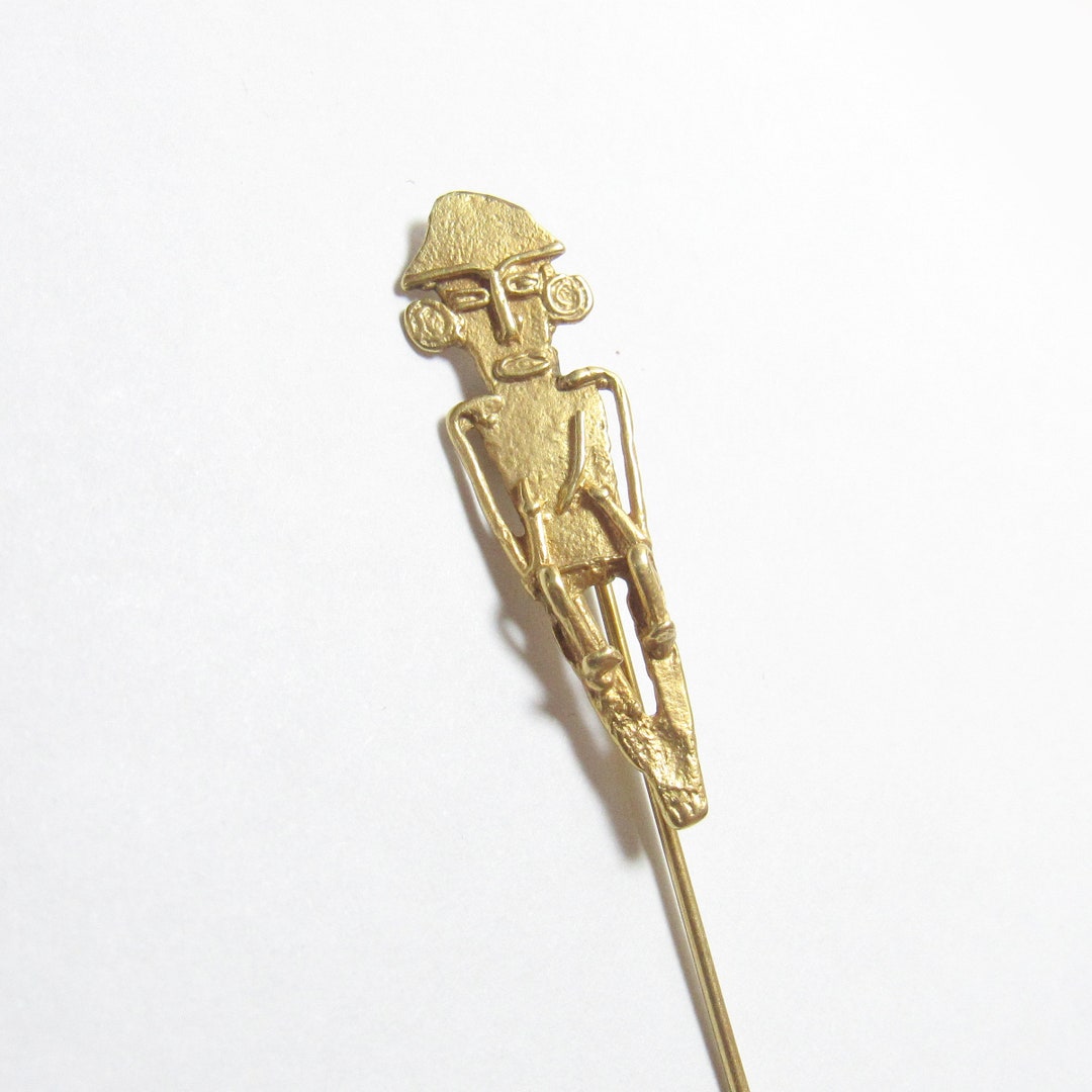 RARE Southwestern 24K Yellow Gold Plated Handmade Tribal Person Stick ...