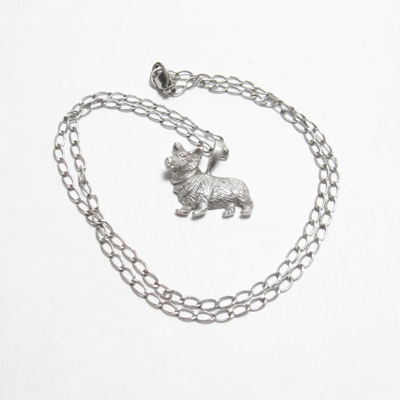 Sterling Silver Cute Detailed Happy Corgi Dog Pendant… - Gem
