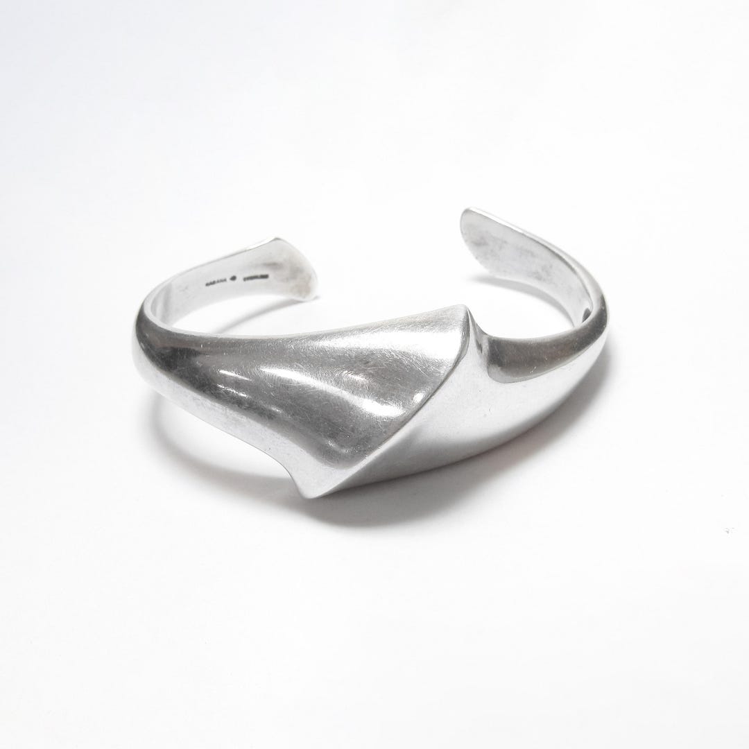 Heavy KABANA Sterling Silver Fish Fin Design Cuff Bracelet Vintage - Etsy