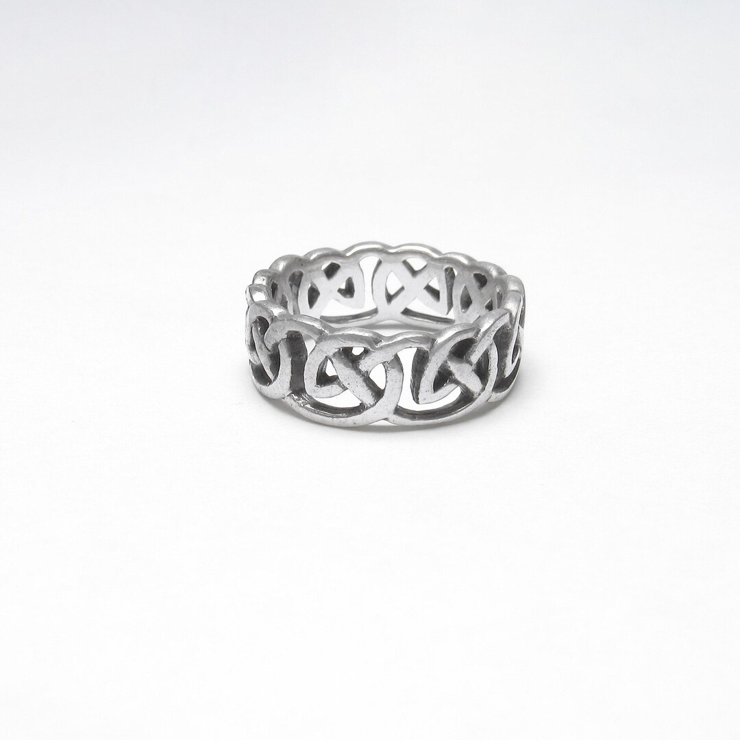 PETER STONE Sterling Silver Cut Out Celtic Knot Design Band Style Ring ...