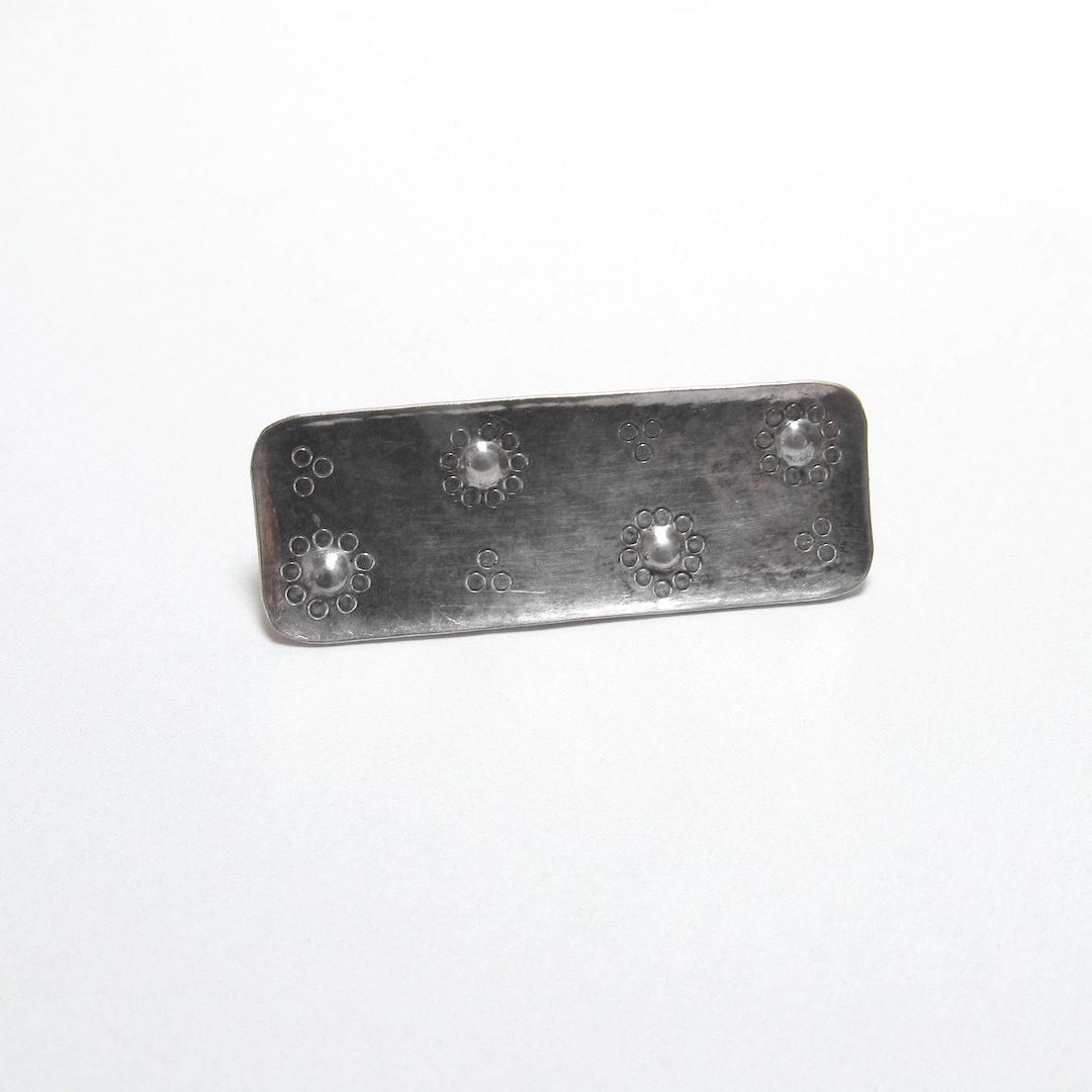 HEIN MEYER 800 (80%) Silver Little Flower Design Rectangle Brooch Pin ...