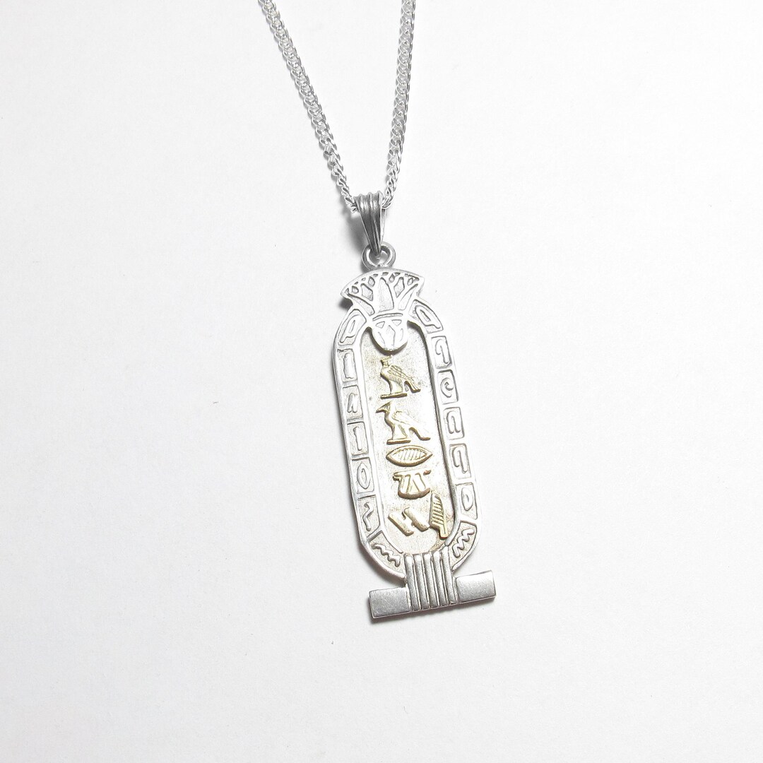Sterling Silver With 10K Yellow Gold Hieroglyphics "margie" Name ...