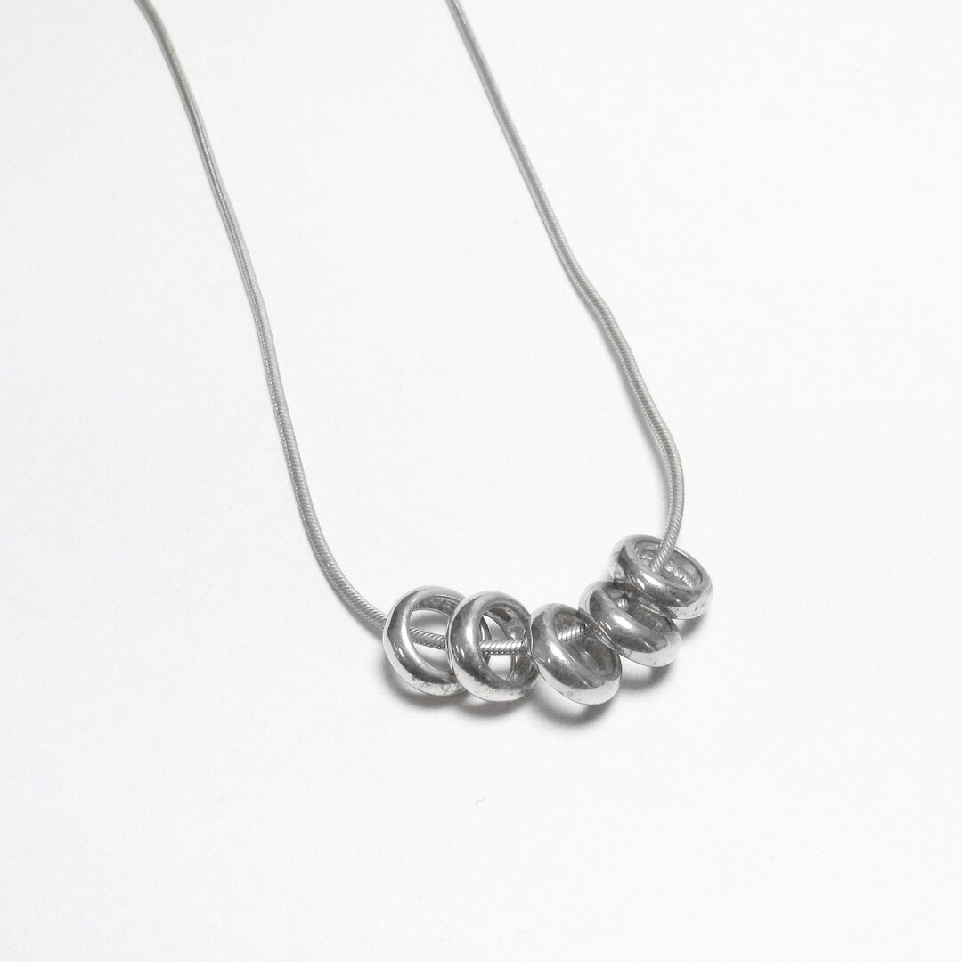 Sterling Silver Five Ring Equality Snake Chain Necklace Vintage - Etsy