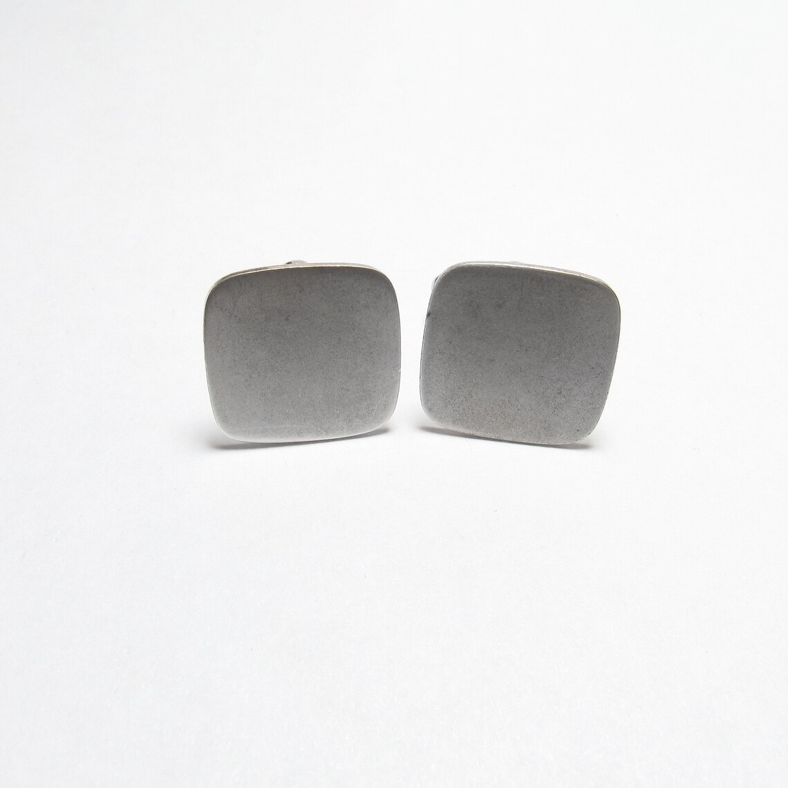 NS MEYER Sterling Silver Cushion Shape Head T Bar Back Cufflinks 1950's ...