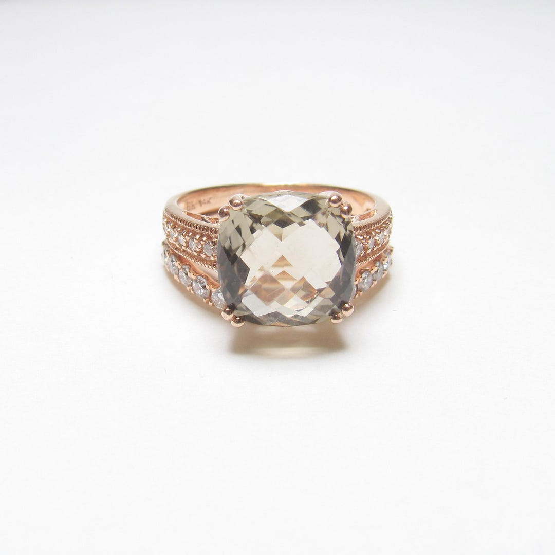 BH EFFY 14K Rose Gold Natural Green Amethyst Prasiolite and Diamond ...