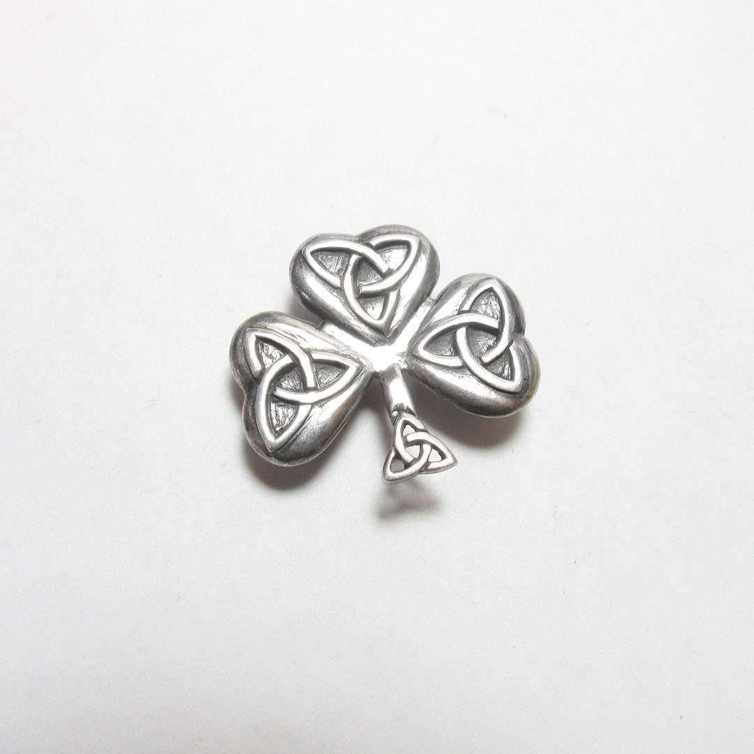 QUANTUM Sterling Silver Celtic Trinity Knot Three Leaf Clover Brooch or ...