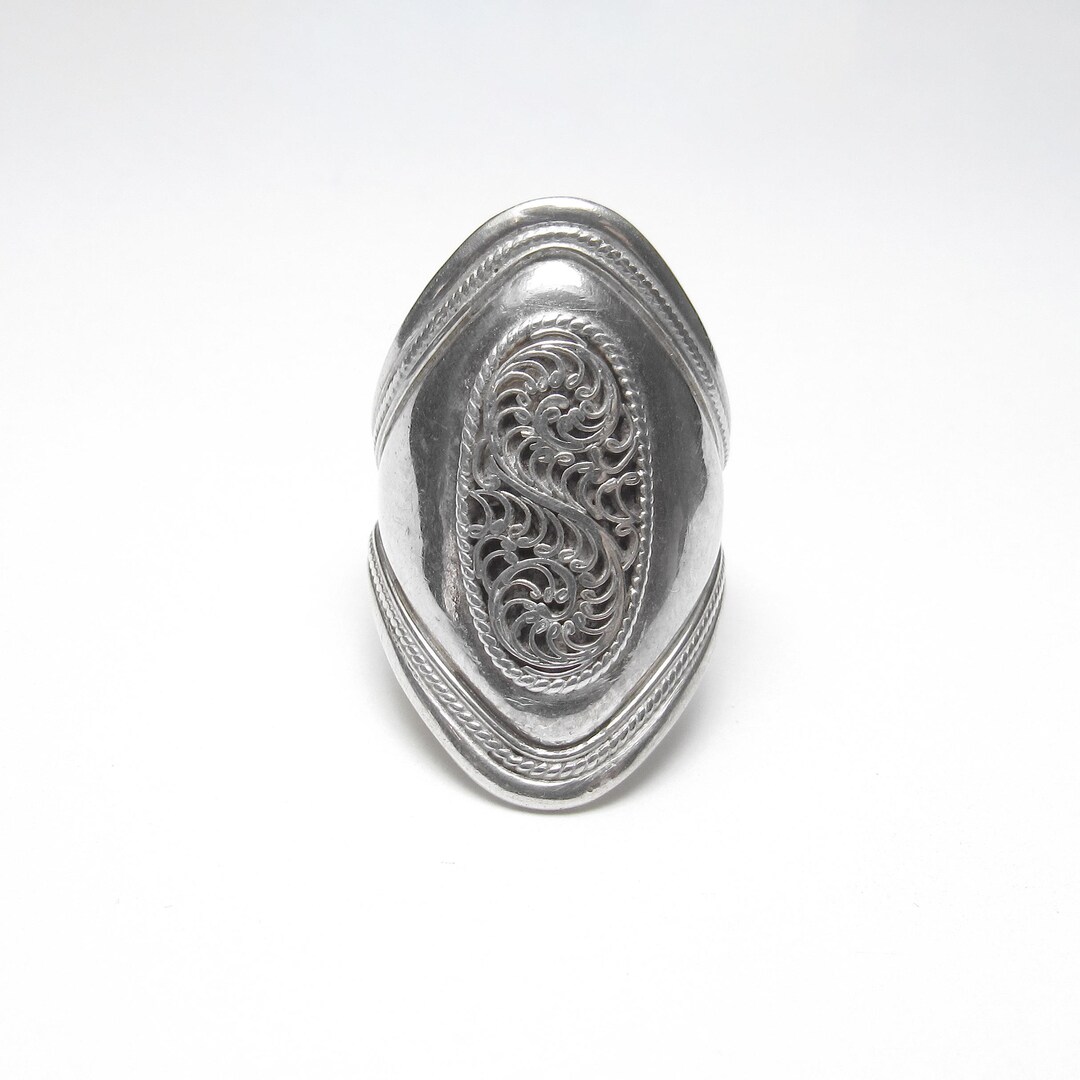 Wide Sterling Silver Letter "s" Scroll Work Monogram Ring Vintage - Etsy
