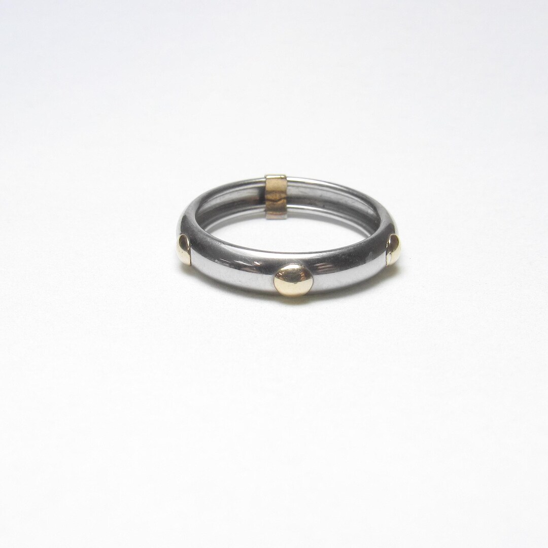 Sterling Silver and 18K Yellow Gold Three Pebble Band Style Ring ...