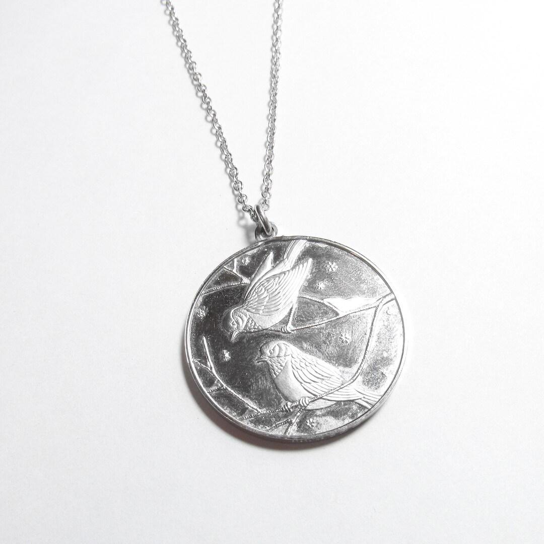 DON EVERHART Sterling Silver Winter Bird Love Medallion Pendant With ...