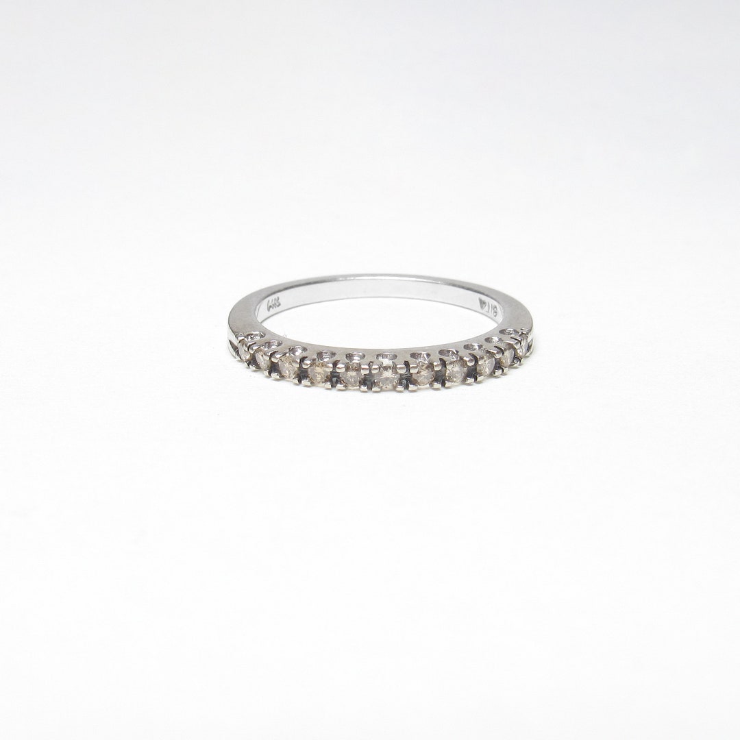 BITA 14K White Gold Cognac Brilliant Cut Diamond Band Style Ring 0.16 Cts Vintage - Etsy