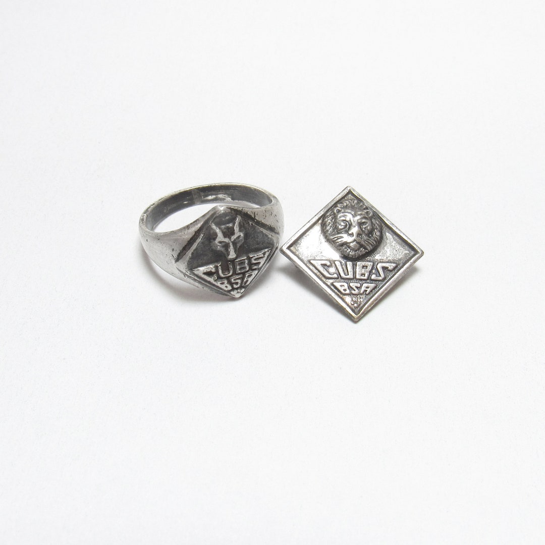 JEWELRY SET Sterling Silver BSA Boy Scouts of America Cubs Ring and Pin ...