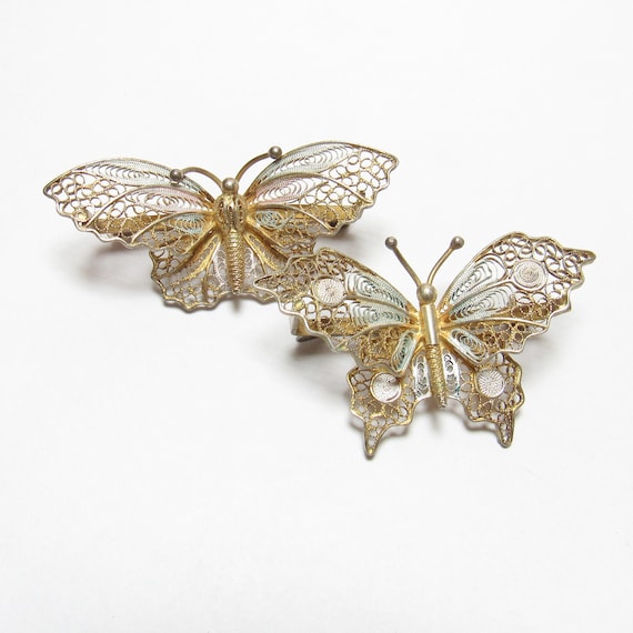 Two 800 Silver Wire Design Butterfly Brooch Pins With Yellow | Etsy