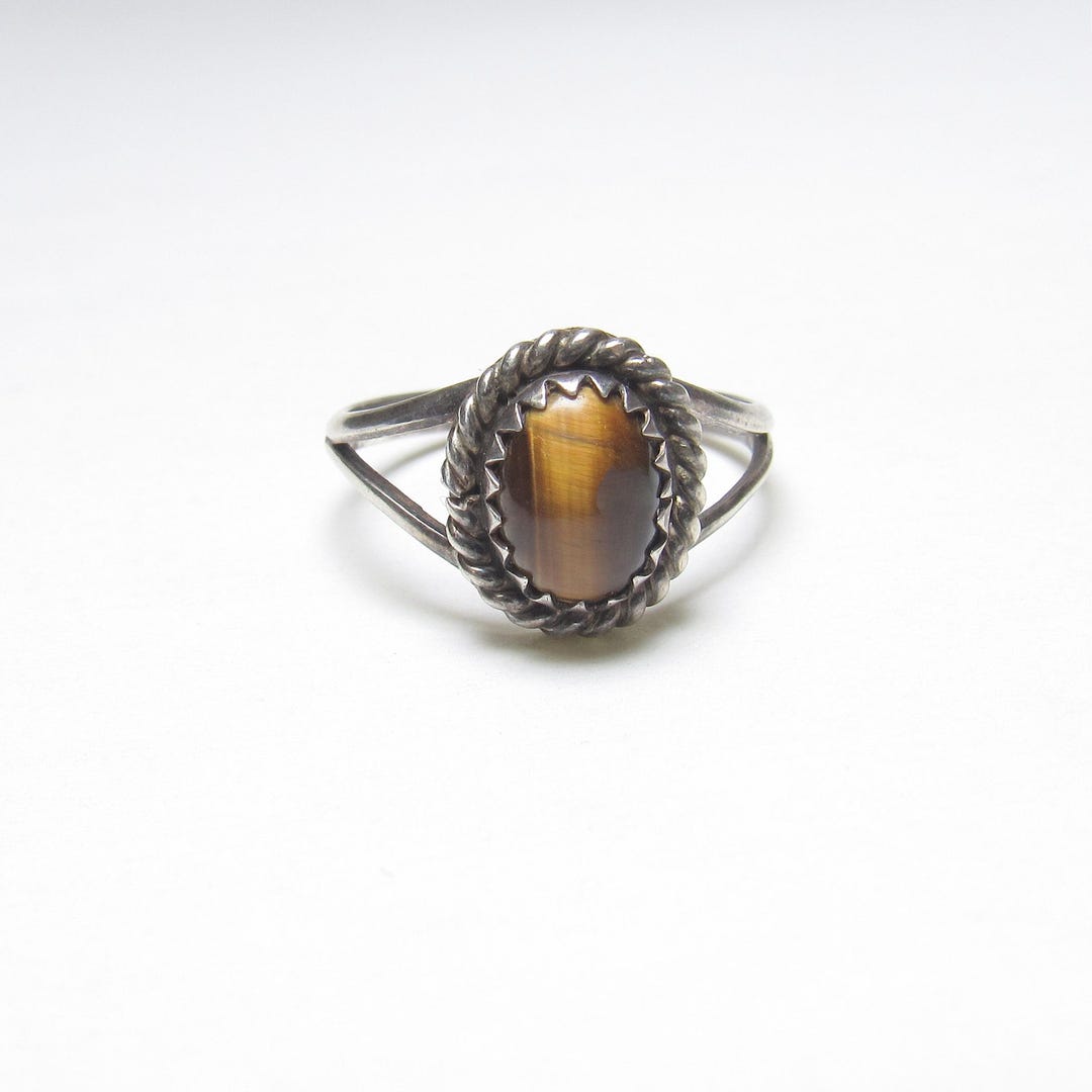 MILDRED PARKHURST Navajo Sterling Silver 1.50 Ct Natural Caramel Tiger ...