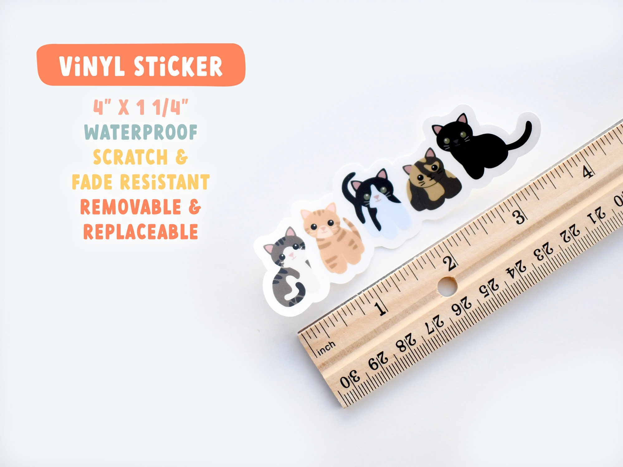 Cute Cat Sticker Decal Cat Water Bottle Stickers Cat - Etsy