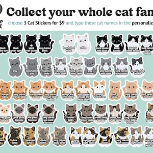 Tabico Calico Tabby Cat Vinyl Sticker for Water Bottle and Laptop, Cute ...