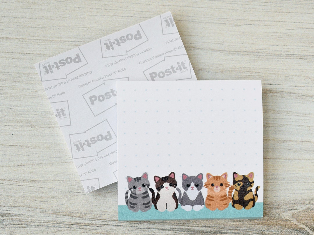 Cat Sticky Notes Pad, Cute Post It Notes, Cat Note Pad, Dot Grid ...
