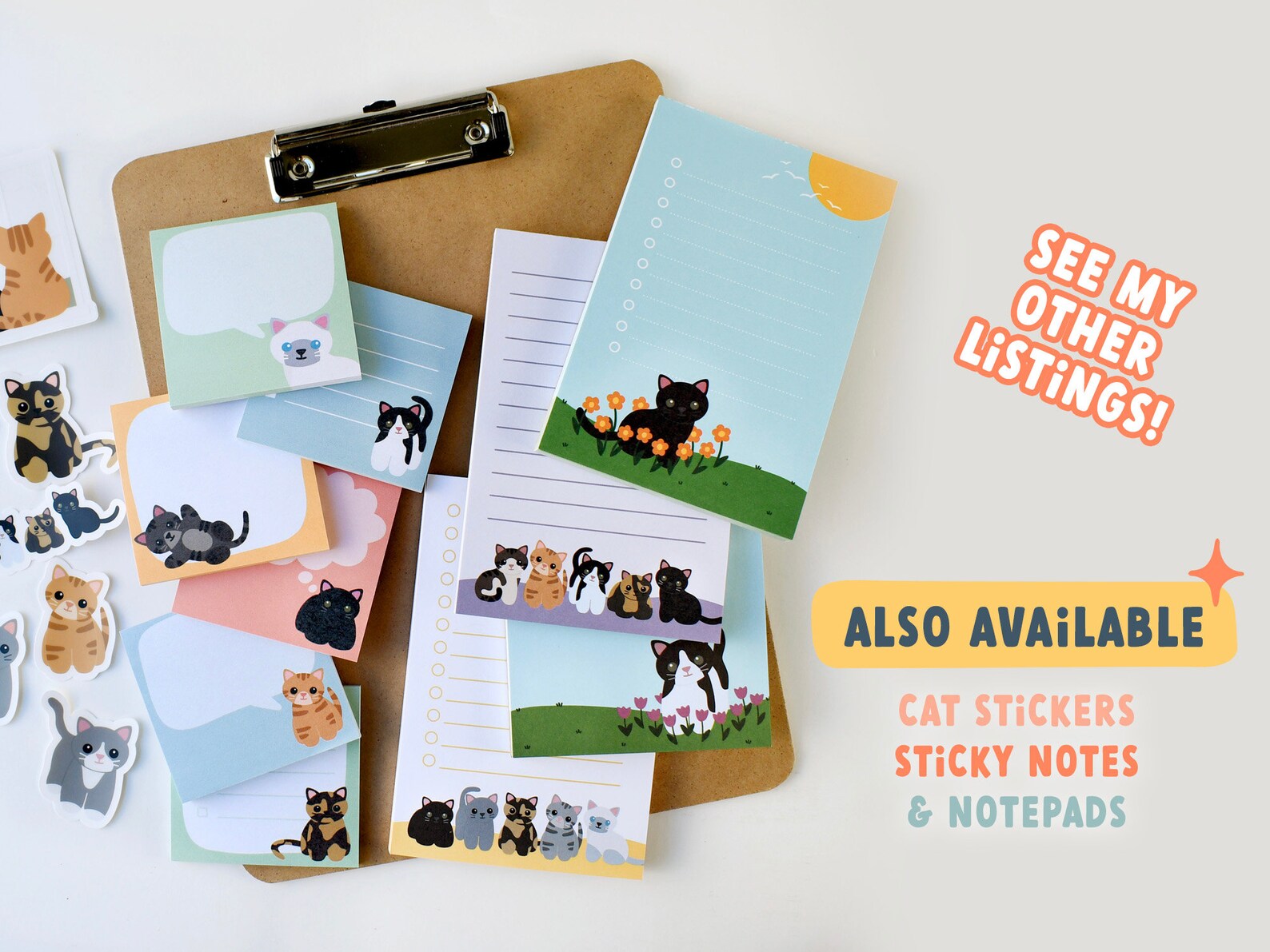 Set of 4 Funny Cat Stickers Cute Cat Sticker Pack Waterproof - Etsy