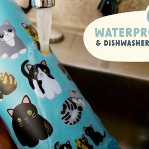 Set of 4 Funny Cat Stickers, Cute Cat Sticker Pack, Waterproof Cat ...