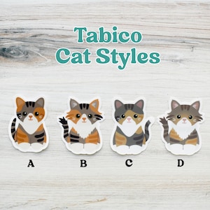 Tabico Cat Vinyl Sticker, Tabby Calico Water Bottle Decal, Cute Cartoon ...