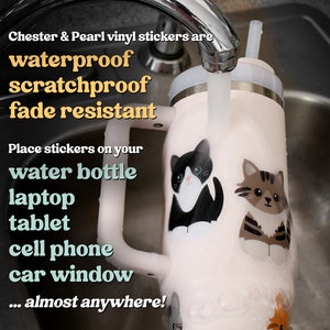 Tabico Calico Tabby Cat Vinyl Sticker for Water Bottle and Laptop, Cute ...