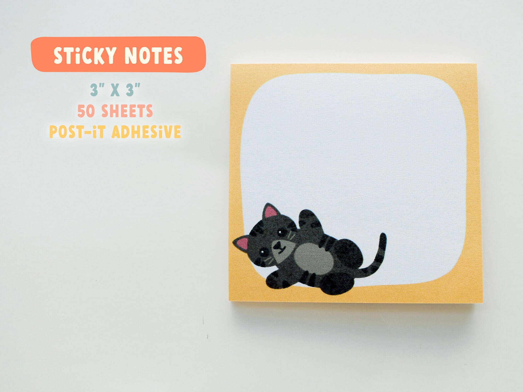 Tabby Cat Sticky Notes Cat Post It Notes Tabby Cat Gift | Etsy