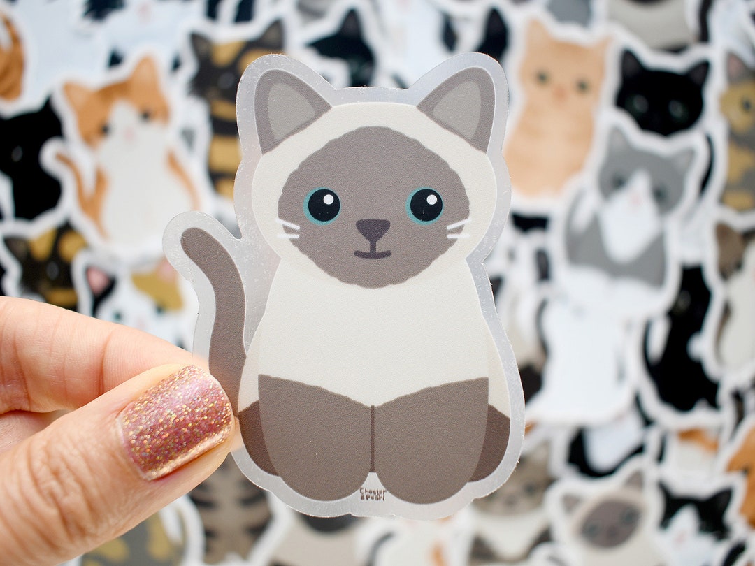 Blue Point Siamese Cat Vinyl Sticker for Water Bottle and Laptop, Cute ...