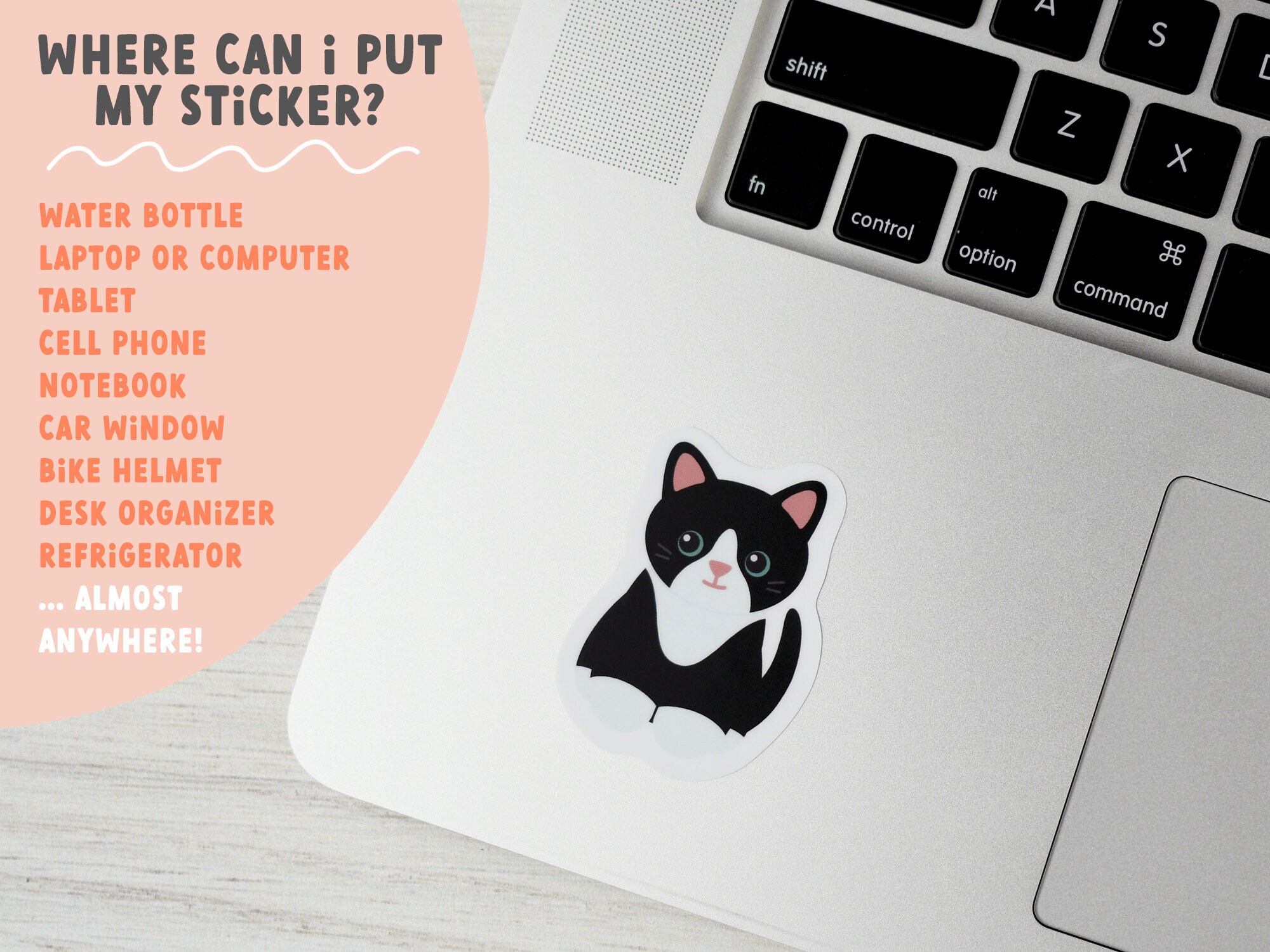 Cute Tuxedo Cat Sticker Waterproof Cat Stickers for Water - Etsy