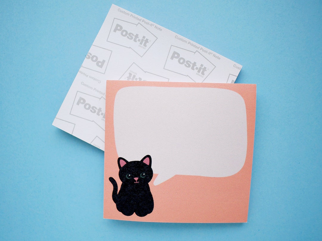 Black Cat Sticky Notes, Sticky Notes Pad, Cat Stationery, Black Cat ...