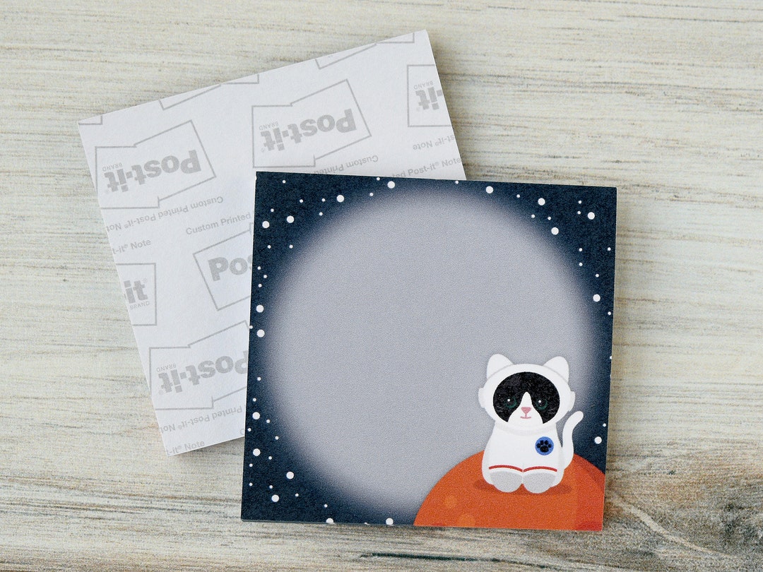 Cat Astronaut Sticky Notes Pad, Cute Post It Notes, Cat Note Pad, Cute ...