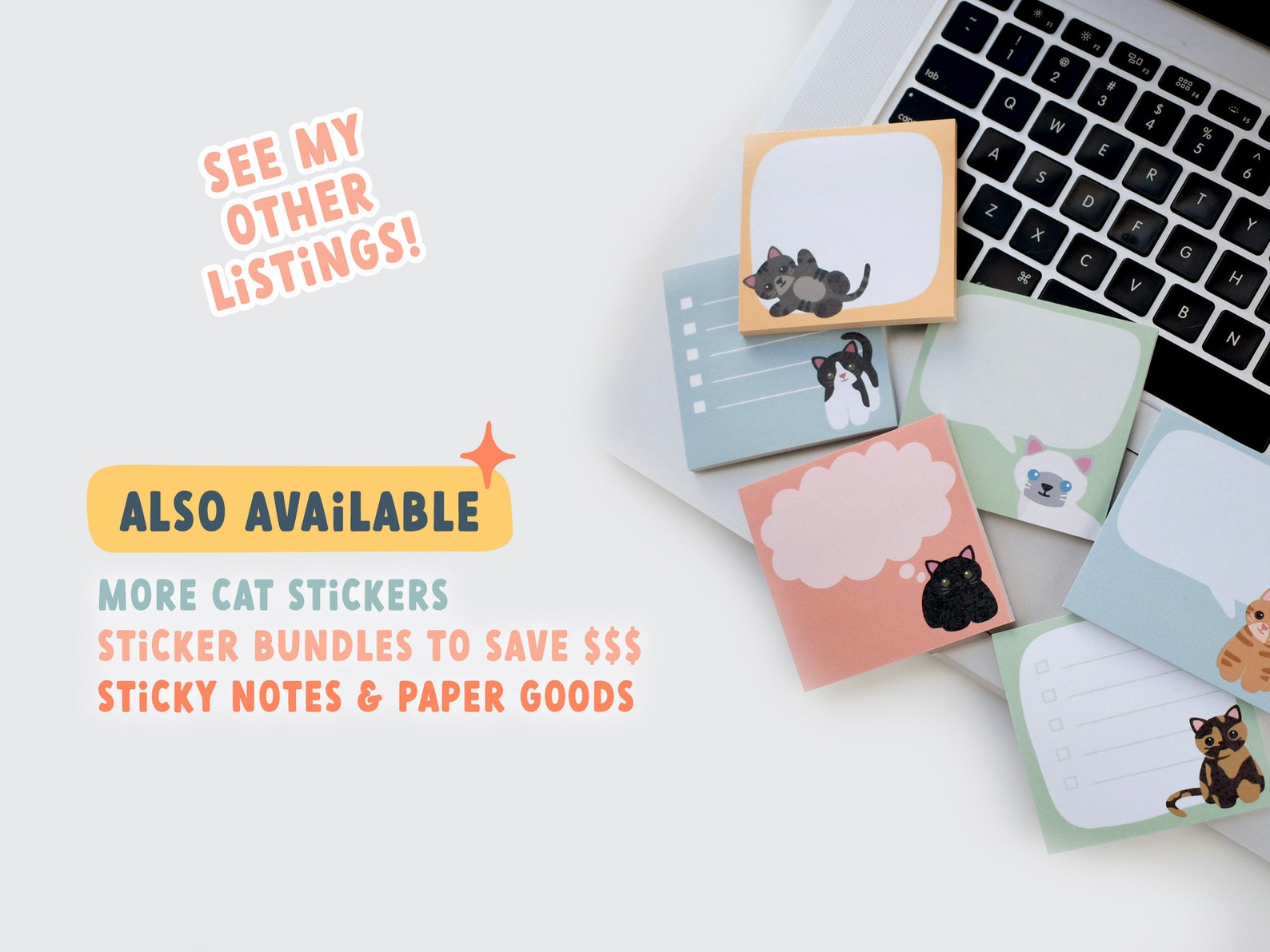 Tabby Cat Sticky Notes Cat Post It Notes Tabby Cat Gift | Etsy