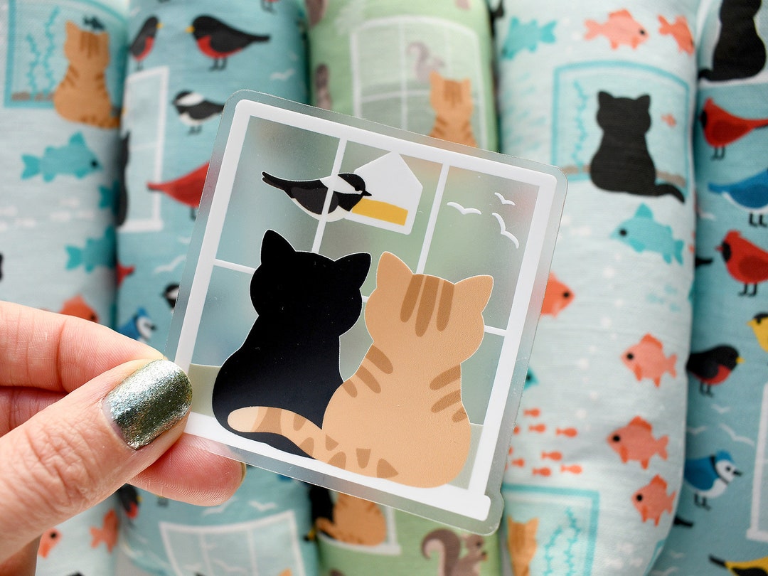 Bird Watching Cat Sticker for Laptop Cute Cat Stickers for - Etsy