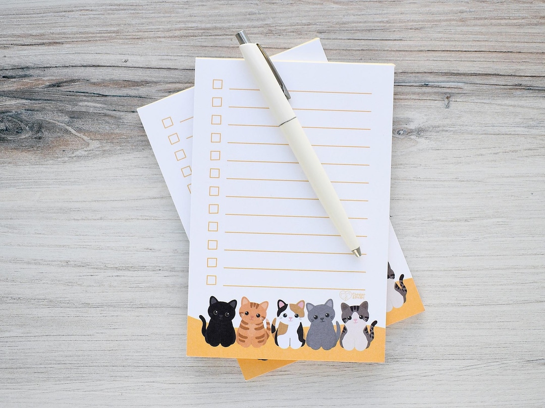 Cat Checklist Memo Pad: Hand-drawn Cat Art Notepad - Etsy