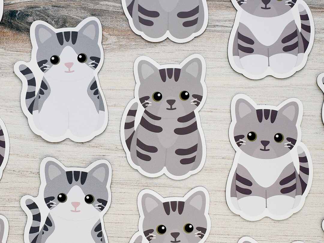 Gray Tabby Cat Magnet, Waterproof Vinyl Car Magnet, Cute Refrigerator Magnets, Grey Tabby ...