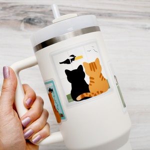 Bird Watching Cats Vinyl Sticker, Cute Laptop Decal - Etsy