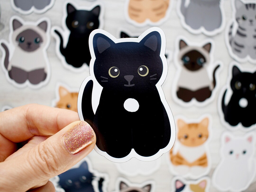 Black Cat With White Locket Magnet, Waterproof Vinyl Car Magnet, Cute ...