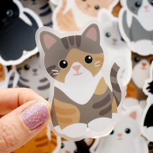 Tabico Calico Tabby Cat Vinyl Sticker for Water Bottle and Laptop, Cute ...