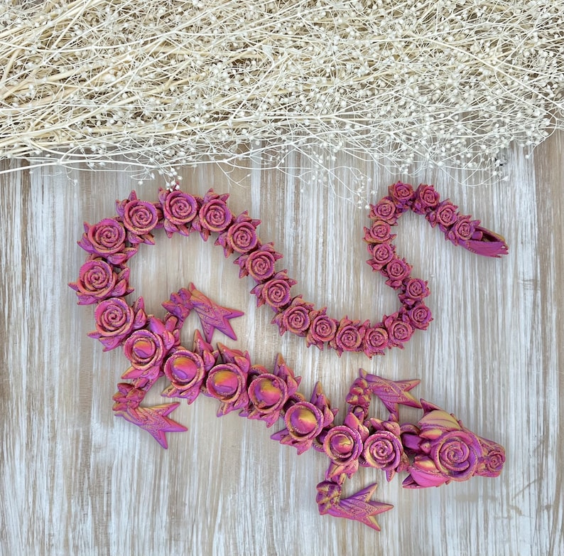 Rose Dragon Flexible 3D Printed Toy Fidget Toy Articulated - Etsy